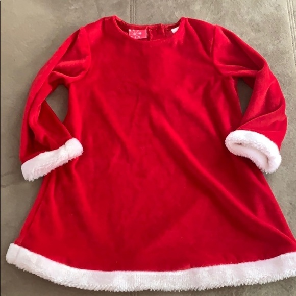 Dresses | Red Velvet Santa Dress White Furry Cuffs And Hem | Poshmark